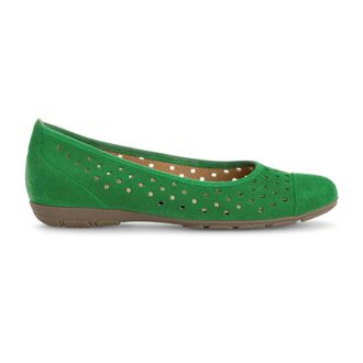 Gabor Femme, Chaussures, Vert, Taille: 38 1/2 EU Ballerines d&eacute;t&eacute; perfor&eacute;es en cuir velours pistache