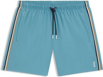 BOSS Herren Iconic Badeshorts mit Signature-Streifen und Logo Hellblau XXL