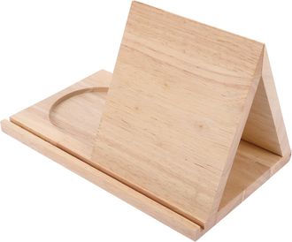 TOPBATHY Holz B&uuml;cherst&auml;nder Dreieckig mit Seitenhalter und Getr&auml;nkehalter Multifunktionaler Tragbarer Schreibtisch Organizer f&uuml;r Kompakte R&auml;ume und Stilvolle B