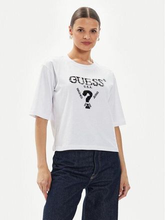 Guess T-Shirt Aurelie V4YI06 I3Z14 Wei&szlig; Boxy Fit