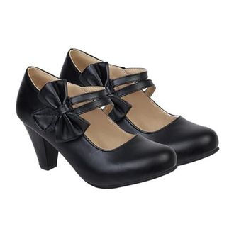 Garneck Chaussures Talons Larges Élégantes pour Femme Escarpins à Noeud Talons Épais Confortables pour Soirées et Usage Quotidien Style Mode pour