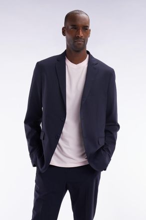 Eden Park Veste 2 Boutons En Laine Stretch M&eacute;lang&eacute;e Marine