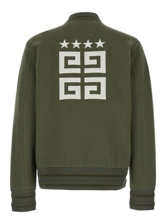 Givenchy Mens Green Wool Sweatshirt With Bomber Collar Coat