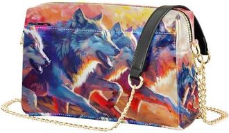 Mnsruu Sacs à bandoulière pour femme, un lot de loups en cuir pour la course à pied, sac à main