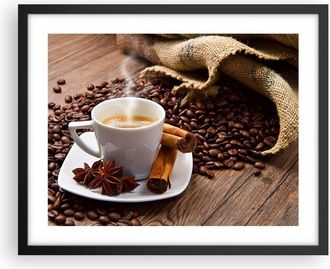 Arttor Poster Schwarzrahmen Deko 50x40cm Kaffee schwarz Frühstück Schokolade Wandposter Wanddeko Bild Wand Kunstdruck Wandbilder Dekoration Wohnzimmer Schlaf