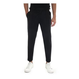 Paoloni Schmale Flanellhose mit Umschlag - - Trousers - Herren - Schwarzk - S