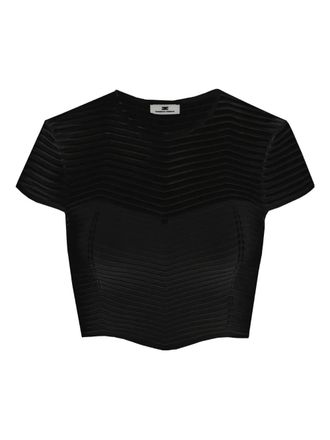Elisabetta Franchi haut crop à motif de chevrons - Noir