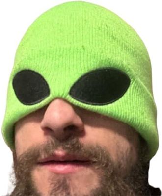 Generico Bonnet extraterrestre vert | Bernie &agrave; c&ocirc;tes douces en tricot | Chapeau respirant avec visage extraterrestre brod&eacute; | Style unisexe pour look d&eacute;contract