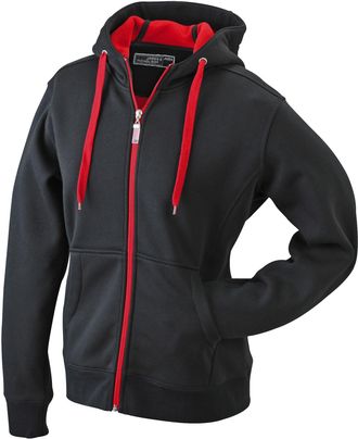 James & Nicholson JN355-1 Men&acute;s Doubleface Jacke Sweatjacke Kapuze Sweatshirt, Farbe:black-red;Herrengr&ouml;&szlig;en:XXL XXL,black-red