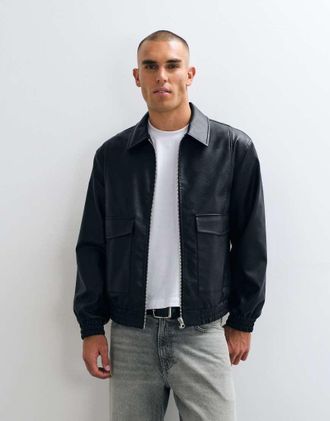 Asos Veste bomber en similicuir - Noir