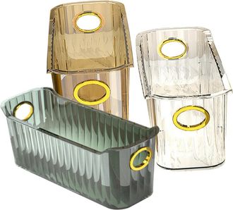 DOITOOL 3 Stück Teiliges Makeup Organizer Transparenter Aufbewahrungsboxen für Kosmetik Hautpflege Desktop Organizer Schmaler Lagerkorb für Büro Schlafzimmer 