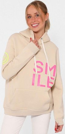 Zwillingsherz Hoodie Alissa Langarm, Kapuze, Neon-Details, Kordelzug, Frontprint, Kängurutasche