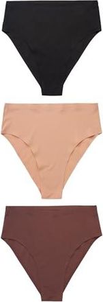 Next Femme Culotte échancrée Confortable Taille Haute Effet Invisible, Lot de 3 Black/Praline Nude/Chocolate Nude 44