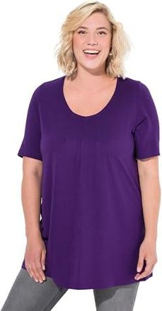 Ulla Popken Femme Grandes Tailles T-Shirt, Plis, Ligne A, Manches Courtes Violet 50+ 796473840-50+