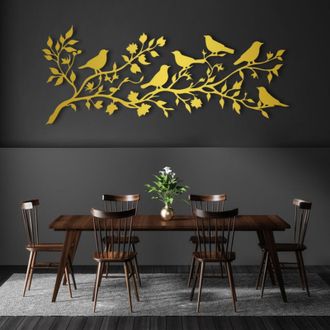 Generic Schwarze V&ouml;gel aus Metall auf einem AST - Wandbild, Naturmotiv aus Metall f&uuml;r Wohnzimmer, Schlafzimmer oder Landhausstil, Moderne Skulptur mit V&ouml;geln 