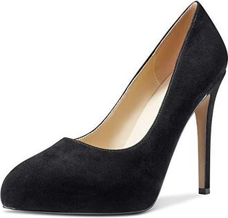 Castamere Femme Int&eacute;rieure Plateforme Escarpins Aiguilles Talon 12CM High Heels Noir Su&egrave;de Chaussures EU 35