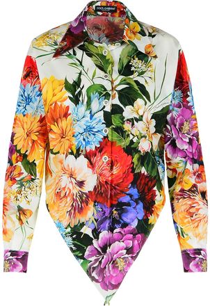 Dolce & Gabbana Chemise en coton &agrave; imprim&eacute; floral Dolce & Gabbana