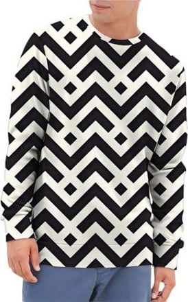 Generic Pull à col rond pour homme - Décontracté - Hiver - Automne - Manches longues - Col rond - Pull imprimé - Haut chemisier - Pull dhiver - Coupe ajustée,