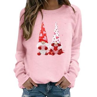Generic Sweat-shirt de Saint-Valentin 2026 pour femmes, sweatshirts de Saint-Valentin &agrave; manches longues et col rond, pull tendance graphique, rose, XXL