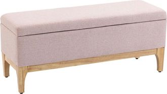HOMCOM Banc de rangement - HOMCOM - couvercle amovible - style scandinave - en tissu lin - 110x39x45cm - rose