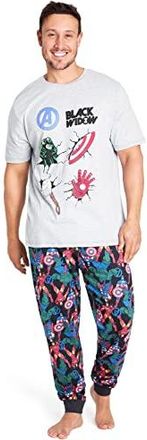 MARVEL Deadpool and Wolverine Ensembles de Pyjama Homme Hiver - Cadeau Homme et Ado (Grise Noir Veuve, 2XL)