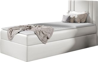 Mirjan24 Boxspringbett mit Bettkasten Harlon Mini, Bettgestell mit Polsterkopfteil, Bonell-Matratze, Topper, Polsterbett, Bett f&uuml;r Schlafzimmer (Soft 017, 80 x