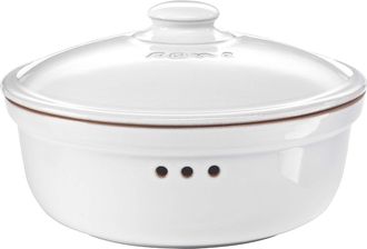 Römertopf Römertopf Brottopf Rund aus Naturton - Weiße Keramik-Brotbox mit Deckel Ø 30 cm - Für Brot, Brötchen, Obst & Gemüse - Spülmaschinengeeignet, Hygienisc