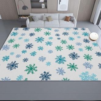 Generic Paillasson Antid&eacute;rapant Bleu 160 x 230 cm, Tapis de Sol dint&eacute;rieur Lavable pour entr&eacute;e Cuisine Chambre &agrave; Coucher paillasson d&eacute;coratif, imprim&eacute; No&euml;l Mi