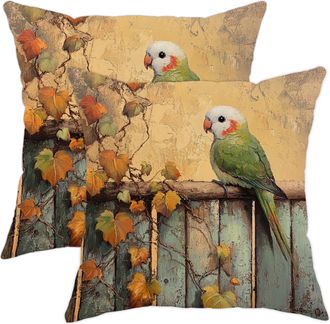 Generic Herbstpapagei Dekokissen Mit Rei&szlig;verschluss Kissenbezug Komfort Sofakissenbezug F&uuml;r Balkon Sofa Schlafzimmer 45X45Cm 2Er Set