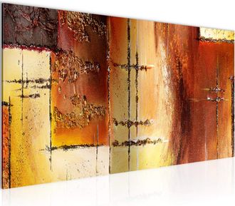 Runa Art Wandbild Abstrakt 1 Teilig 100 x 40 cm Modern Bild auf Vlies Leinwand Wohnzimmer Schlafzimmer Beige Braun Orange 100912a