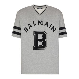 Balmain T-Shirt Balain Sport it V-Ausschnitt - - Tops - Herren - Grau - 2XS