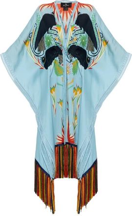 Etro Seidenkleid mit Fransen - - Blouses & Shirts - Damen - Blau - ONE SIZE