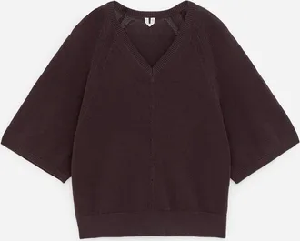 Arket Strickoberteil Mit V-Ausschnitt -Braun