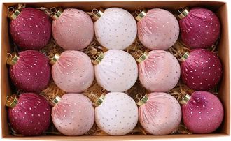 Generic Schneebereifte Weihnachtskugeln - 15 St&uuml;ck beflockte dekorative Weihnachtskugeln, h&auml;ngende Ornamente im Vintage-Stil, Gem&uuml;tliche Winterhausdekoration 