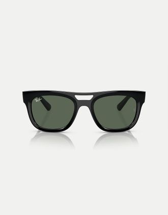 Ray-Ban Phil - Lunettes de soleil carrées à verres verts - Noir