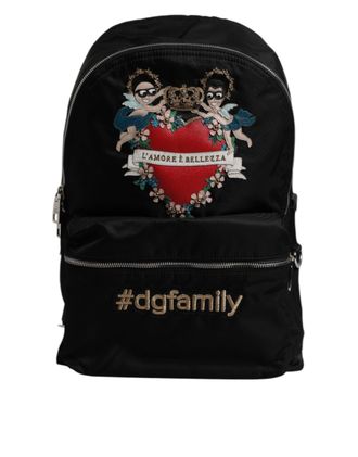 Dolce & Gabbana Mens Black Nylon dgfamily Embellished Backpack Vulcano Bag Pa Vit Ny Pc
