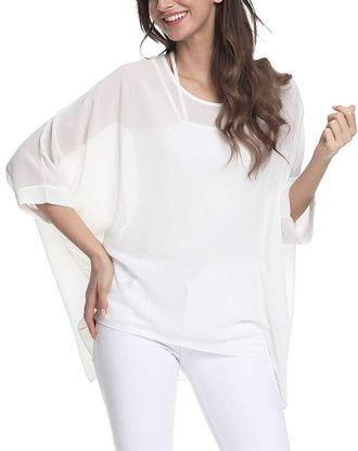 Minetom Damen Sommer Chiffon Bluse Strand Beil&auml;ufige T Shirt Lose Hemd Oversize Oberteile Tuniken Tops Strandponcho Bikini Cover Up Stil 14 Einheitsgr&ouml;&szlig;e