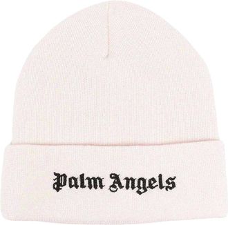 Palm Angels Logo Feinstrickmütze (Beige)