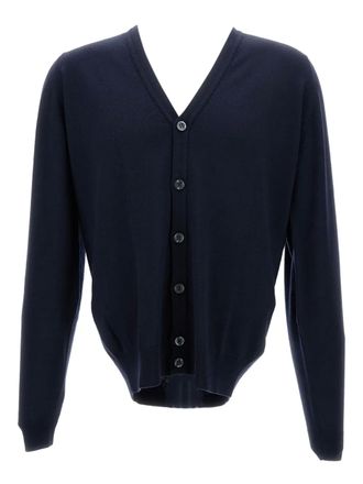 John Smedley Gekn&ouml;pfte Burley Cardigan mit V-Ausschnitt - Blau
