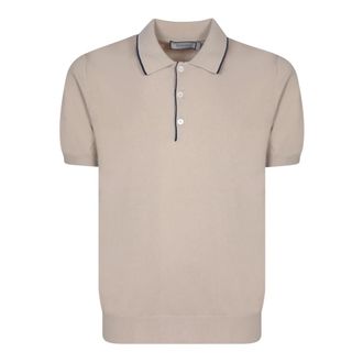 Canali Homme, Tops, Beige, Taille: M Polo en Coton C&ocirc;tel&eacute;