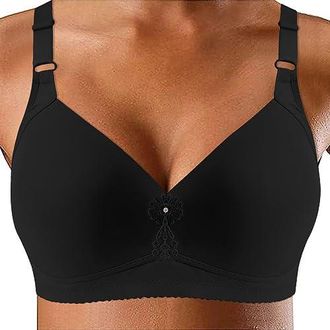 Generic Soutien-gorge fin XL non respirant pour femmes moyennes et &acirc;g&eacute;es 2026, Noir, 74