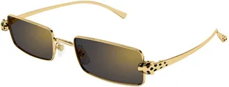 Cartier CT0473S Gold-Plated Rectangle Sunglasses - Gold