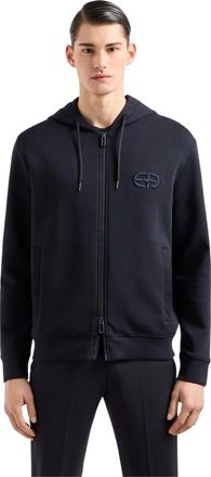 Emporio Armani Homme, Sweatshirts et sweats &agrave; capuche, Bleu, Taille: L Veste de style sportif bleu fonc&eacute; avec broderie logo