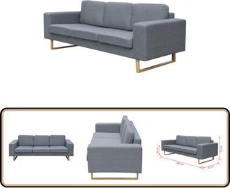 vidaXL Vidaxl - Sofa 3-Sitzer Stoff Hellgrau - 3-Sitzer Sofa - Wohnlandschaft - Grau Sofa - Gemütliches Sofa - Modernes Sofa