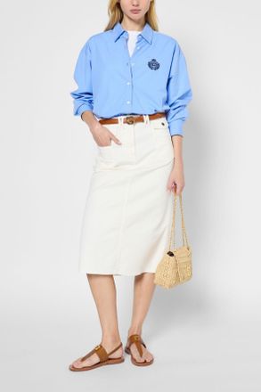 Gerard Darel Jupe droite en denim blanc - EMMA - Ecru