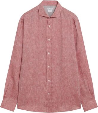Brunello Cucinelli Homme, Chemises, Orange, Taille: S Chemise en lin