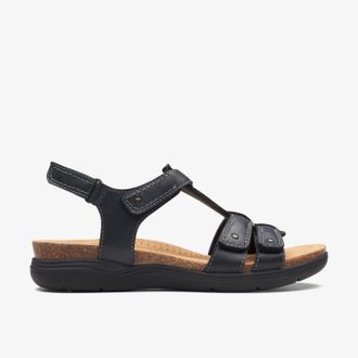 Clarks April Cove Schwarze Leder-Sandalen