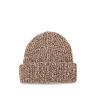 Soft Goat Ribbed-knit Beanie Hat