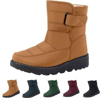 Generic Bottes de neige pour femme - Doublure en polaire - Bottes dhiver en peluche chaudes et moelleuses - Bottes dhiver larges et moelleuses - Chaussures th