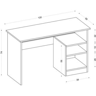 Hanah Home Bureau en bois Bahar - 120 x 50 x 74 cm - Blanc